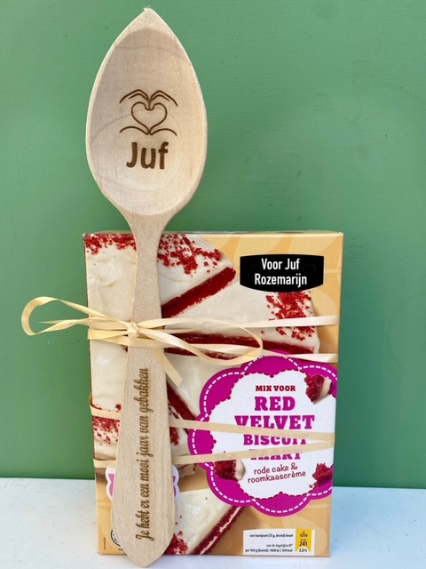 Pollepel Juf, Grappige houten lepel als afscheidscadeaujte